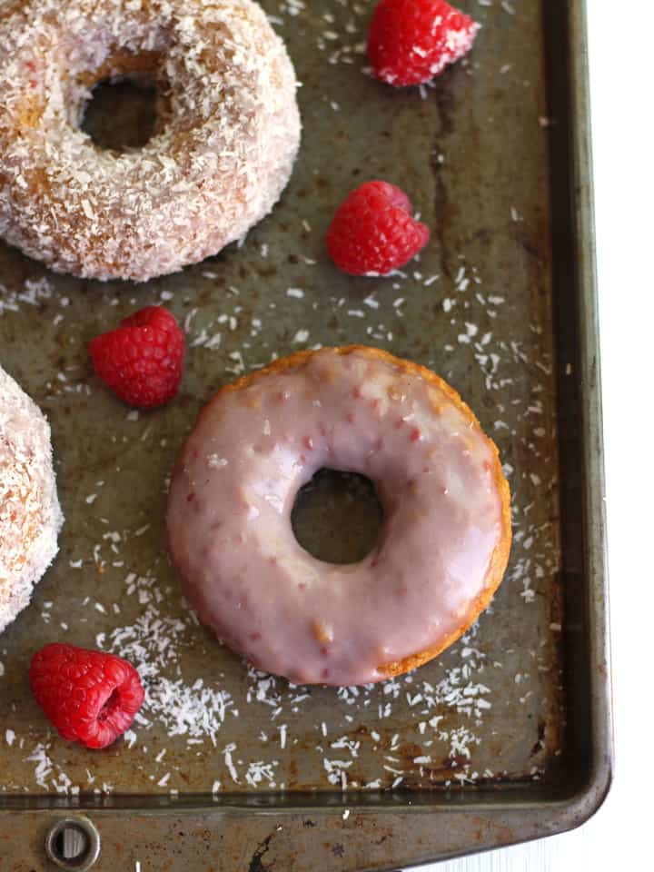 Raspberry Coconut Donuts
